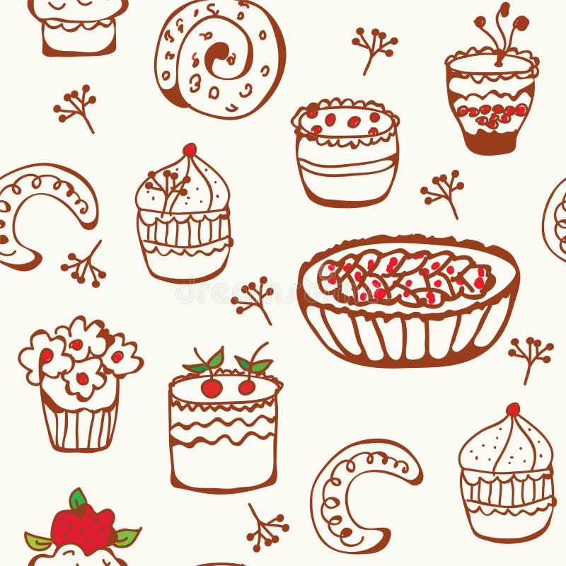 Baking Doodle Seamless Pattern Stock Vector - Illustration of lifestyle ...