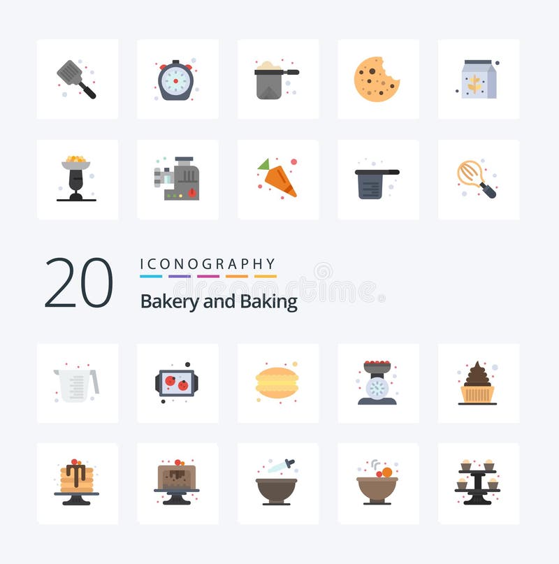 20 Baking Flat Color Icon Pack Like Kitchen Scale Cafe Kitchen Baking Stock Vector ...