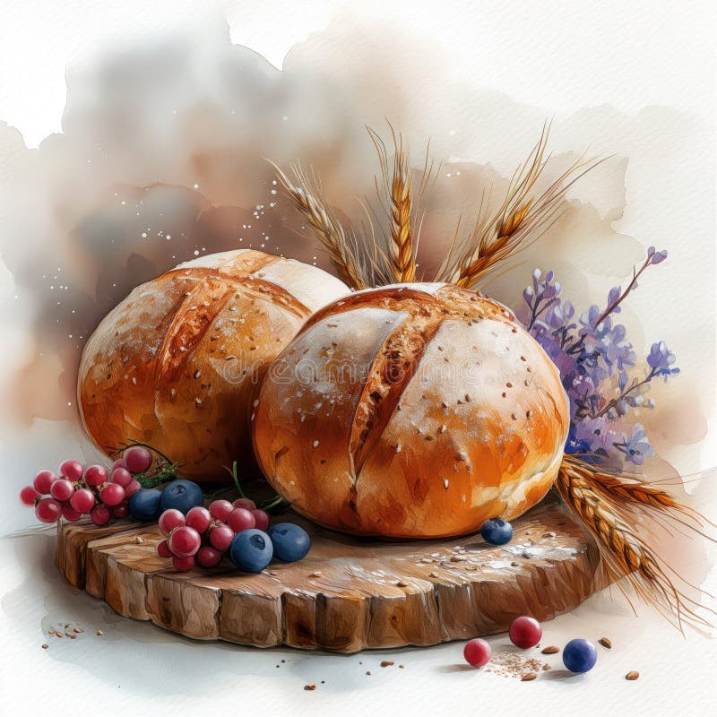 Baking fresh bread closeup stock illustration. Illustration of brown ...
