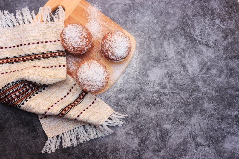 Baking on a Gray Background with a Napkin Stock Image - Image of ...
