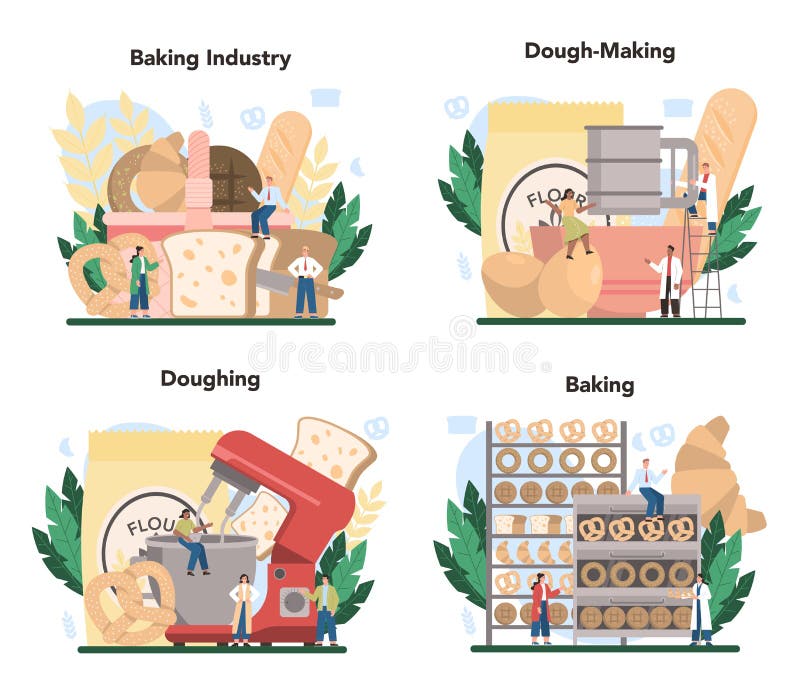 Baking Industry Concept Set. Baking Pastry Process Stock Illustration ...