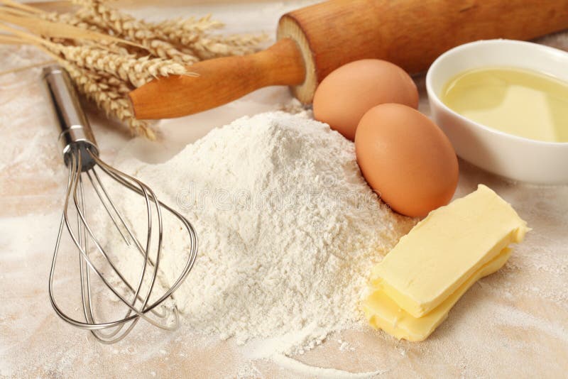 Flour and Baking Ingredients Stock Image - Image of domestic, margarine ...