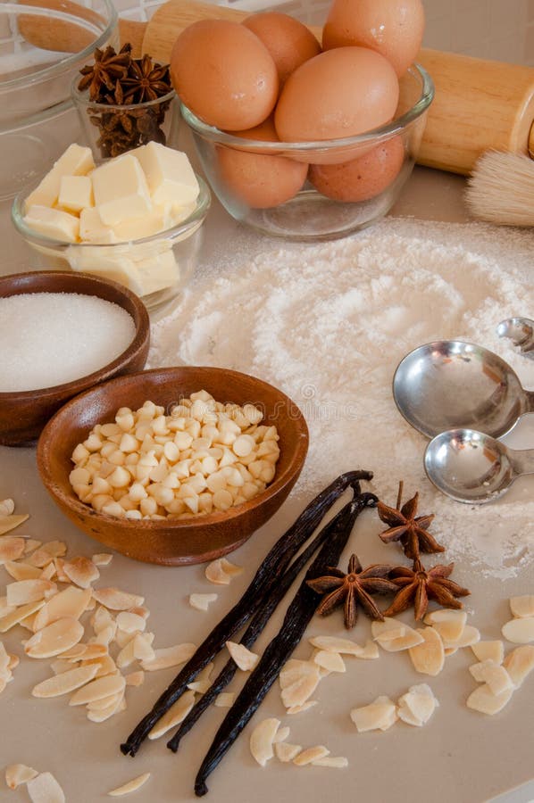 Baking Ingredients with Bread Dough in Tin. Stock Image - Image of ...