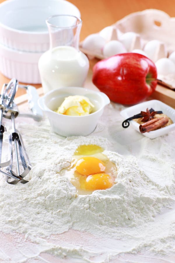 Baking Ingredients for Apple Pie Stock Photo - Image of pastry, dough ...