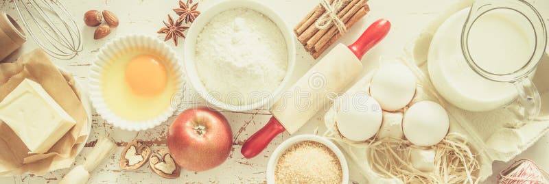 Baking Ingredients Background Stock Image - Image of flour, organic ...