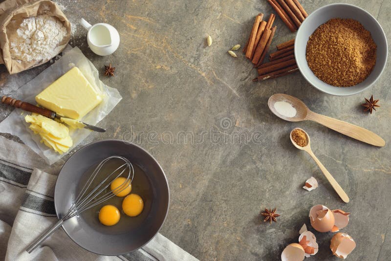 Baking Ingredients Background with a Space for a Text Stock Image ...