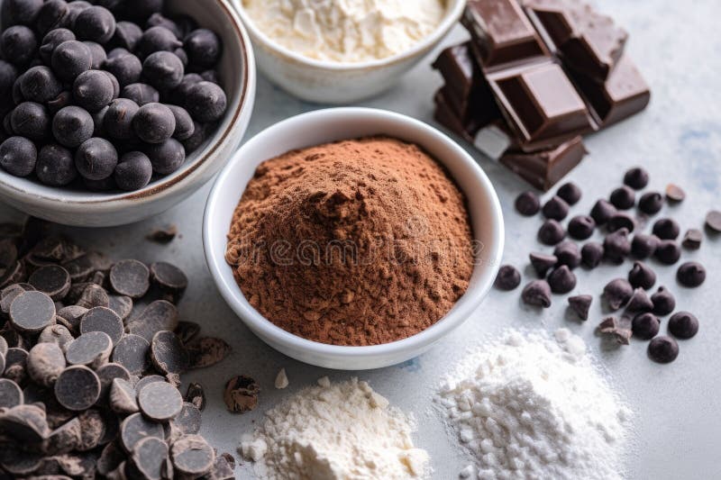 Baking Ingredients for Coffee Cake Such As Chocolate Chips and Cocoa ...