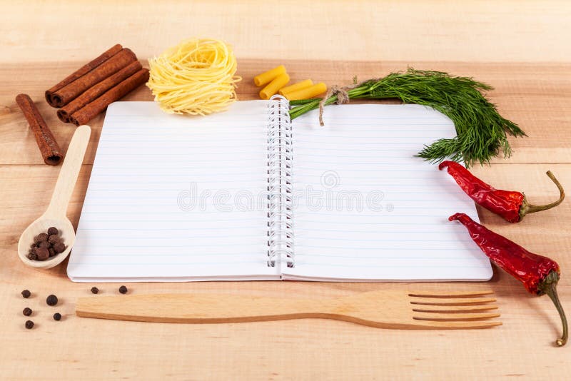 Notebook for Recipes and Spices Stock Image - Image of pepper, cooking ...
