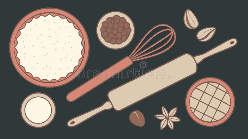 Baking Ingredients Flat Lay, Symbolizing Culinary Preparation. Vector ...