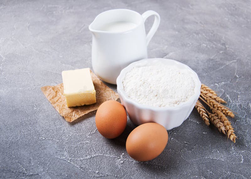 Baking Ingredients - Flour and Eggs Stock Image - Image of cake, flour ...