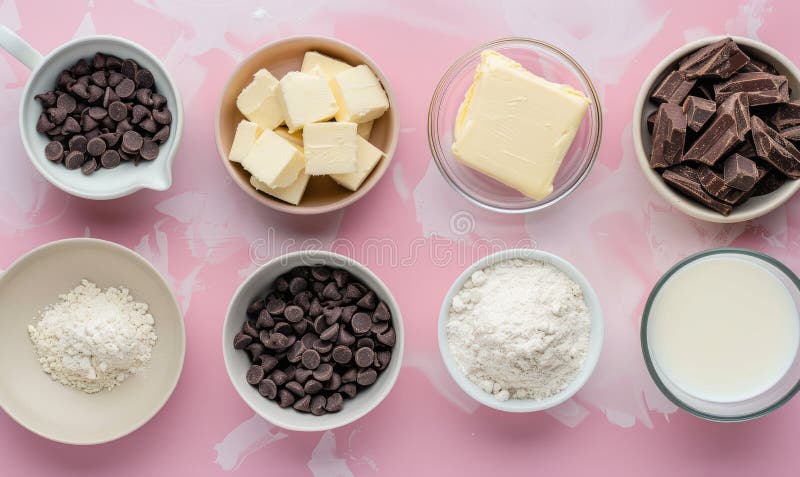 Baking Ingredients on a Granite Countertop, Top View Stock Photo ...