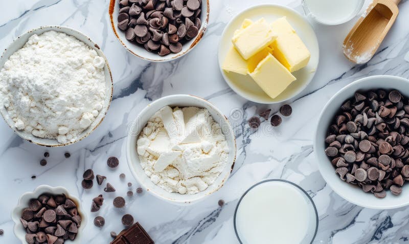 Baking Ingredients on a Granite Countertop, Top View Stock Image ...
