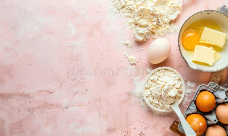Baking Ingredients on a Granite Countertop, Top View Stock Image ...