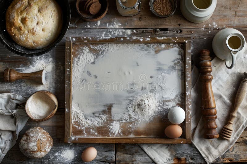 Baking Ingredients for Making Bread on Table Stock Photo - Image of ...