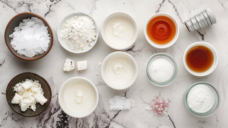 Baking Ingredients on Marble Surface Stock Illustration - Illustration ...