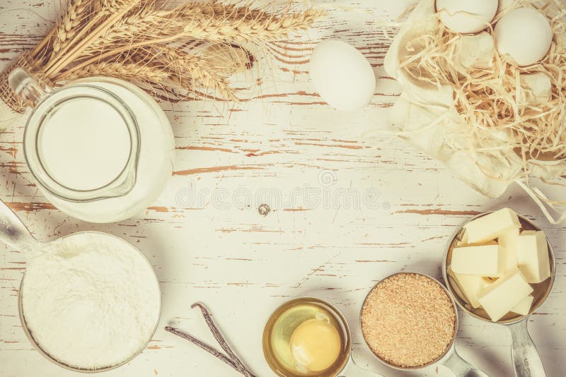 Baking Ingredients in Measuring Cups Stock Photo - Image of eggs ...