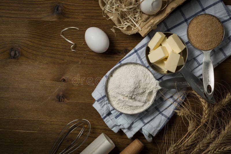 Baking Ingredients in Measuring Cups Stock Photo - Image of measuring ...