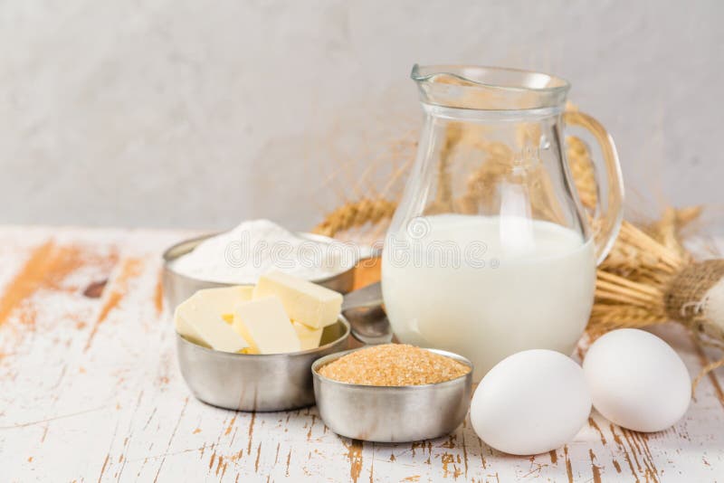 Baking Ingredients in Measuring Cups Stock Image - Image of vintage ...