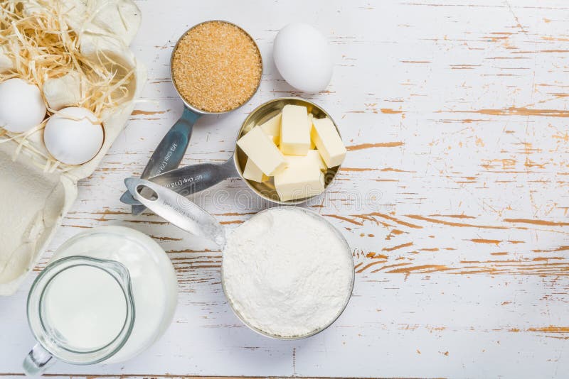 Baking Ingredients in Measuring Cups Stock Photo - Image of cake ...