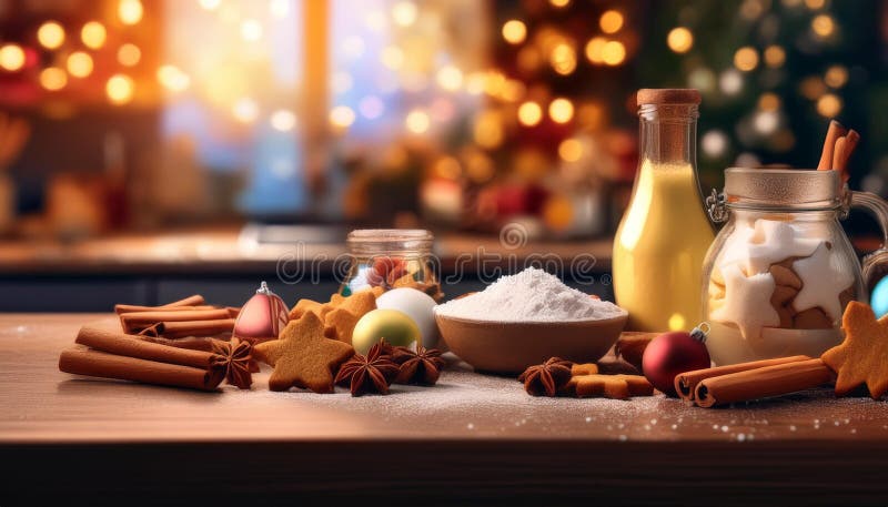 Baking Ingredients Scattered Across Kitchen Counter Stock Photo - Image ...