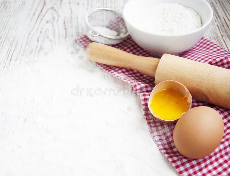 Baking Ingredients on a Table Stock Image - Image of butter, mixing ...