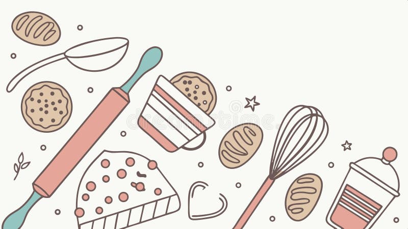 Baking Ingredients and Tools Culinary Cooking Illustration Vector ...