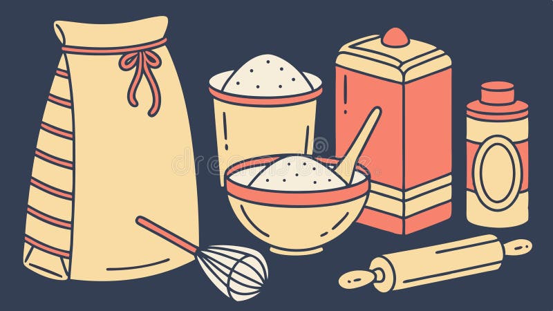 Baking Ingredients and Tools, Symbolizing Home Baking. Vector Design ...