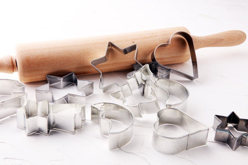 Baking and Kitchen Tool Utensil Rolling Pin and Christmas Cutter Stock ...