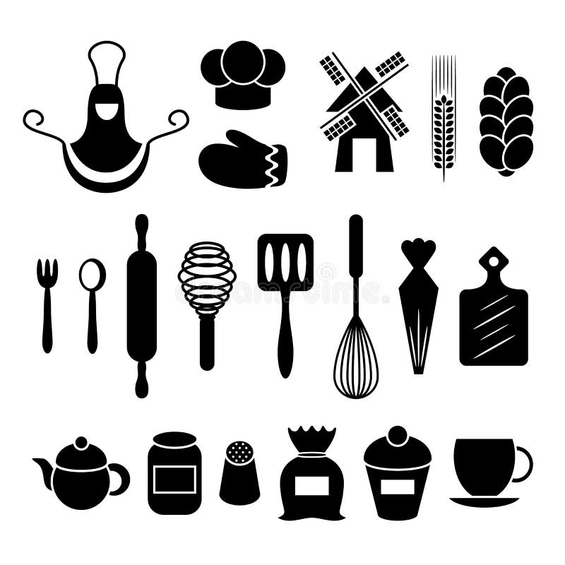 Baking Tool Icons Set stock vector. Illustration of baked - 41286798