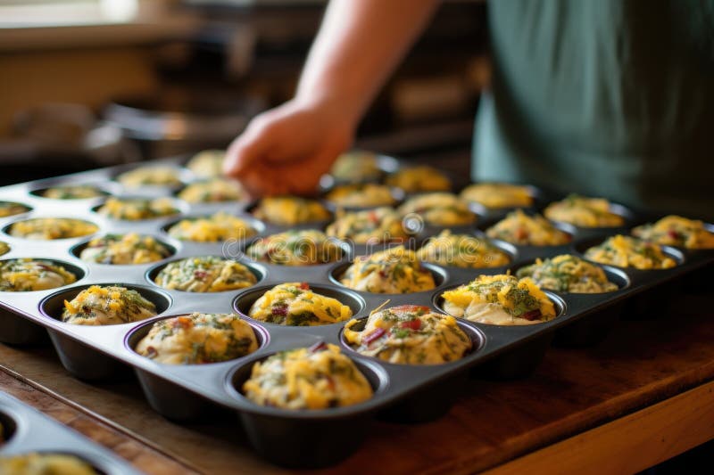 Baking a Large Batch of Savory Muffins for Grab-and-go Breakfasts Stock ...