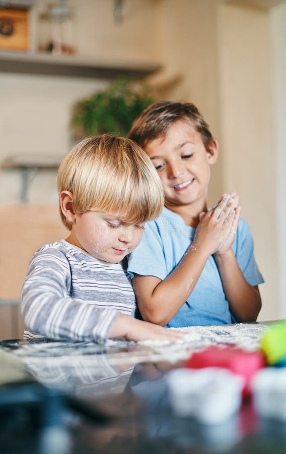 Baking, Learning and Kids in Kitchen with Flour for Bonding, Weekend ...