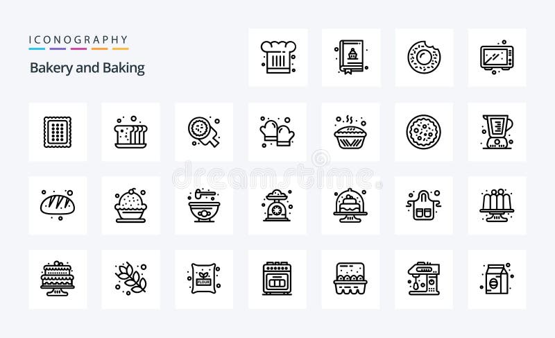 25 Baking Line icon pack stock vector. Illustration of food - 264560635