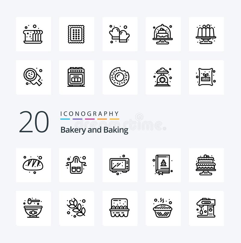 20 Baking Line Icon Pack Like Bakery Food Restaurant Baking Kitchen ...