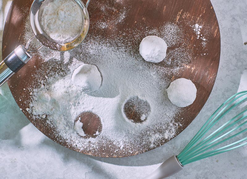 Baking Material with Cookies on a Wooden Plate Stock Photo - Image of ...
