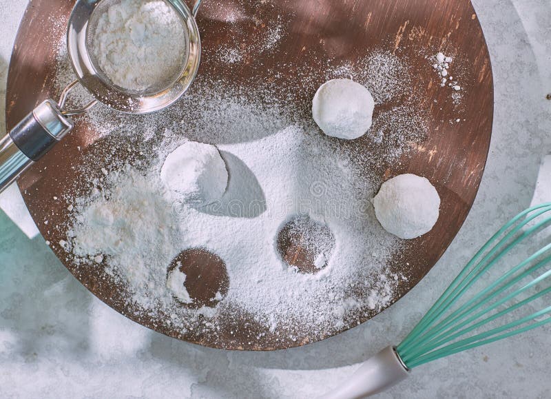 Baking Material with Cookies on a Wooden Plate Stock Photo - Image of ...