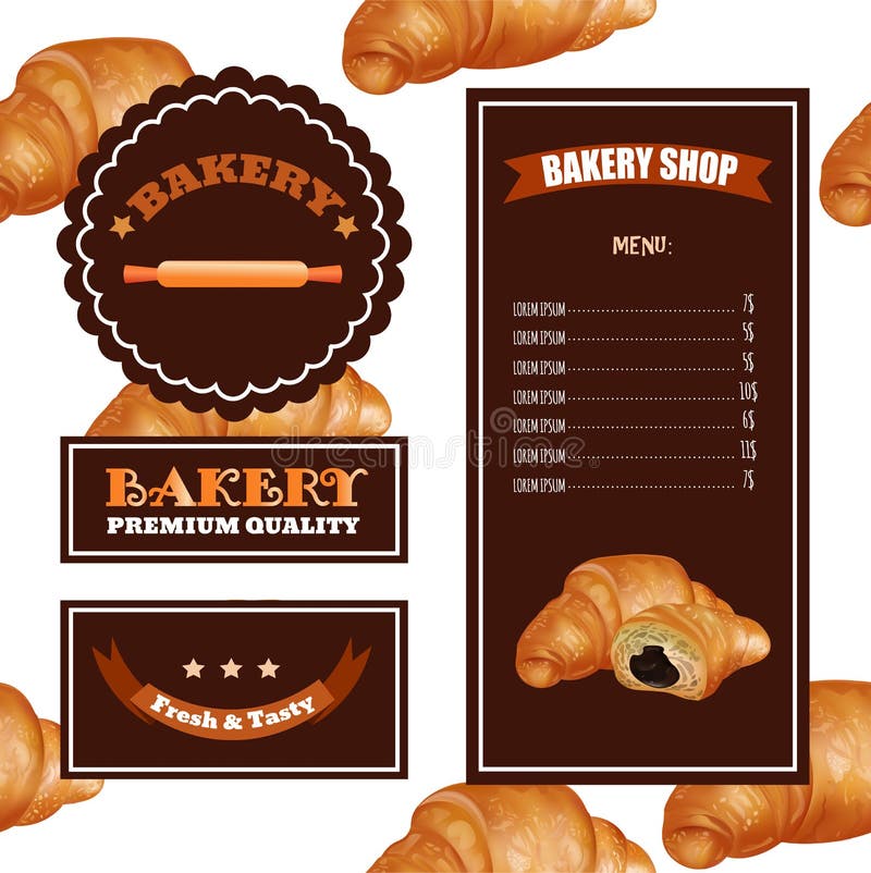 Baking Menu Design. Baking Shop, Cafe, Market. Pattern with Croissant ...