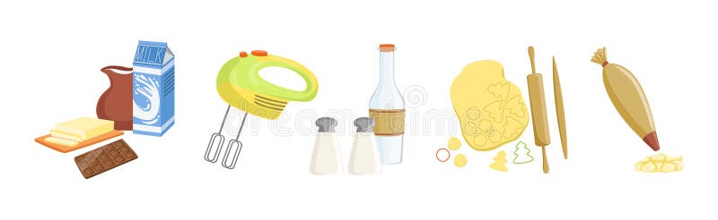 Baking Object with Cooking Utensil and Ingredient Vector Set Stock ...