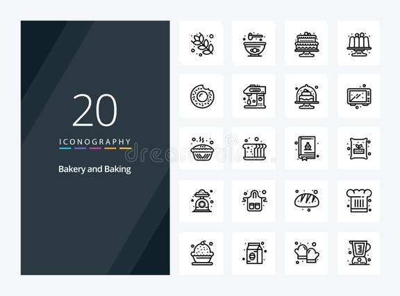 20 Baking Outline Icon for Presentation Stock Vector - Illustration of ...