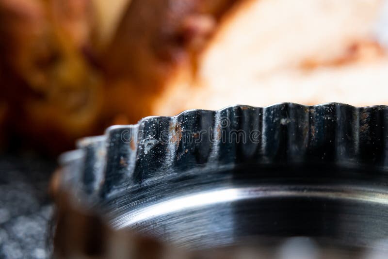 Baking Pan with Flour and Bread Residues on a Table and a Pan Behind ...