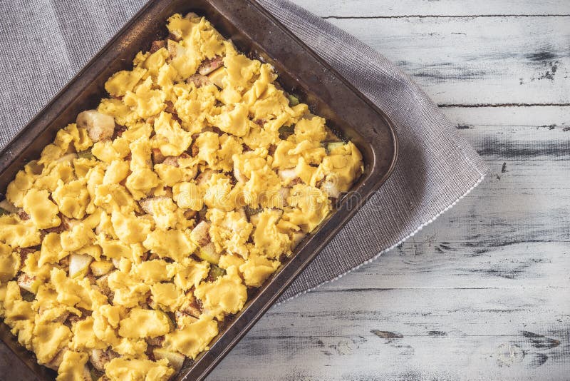 Baking Pan with Raw Pie Ready To Bake Stock Image - Image of filling ...