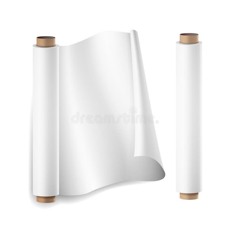 Baking Paper Roll Vector. Close Up Top View. Opened and Closed ...