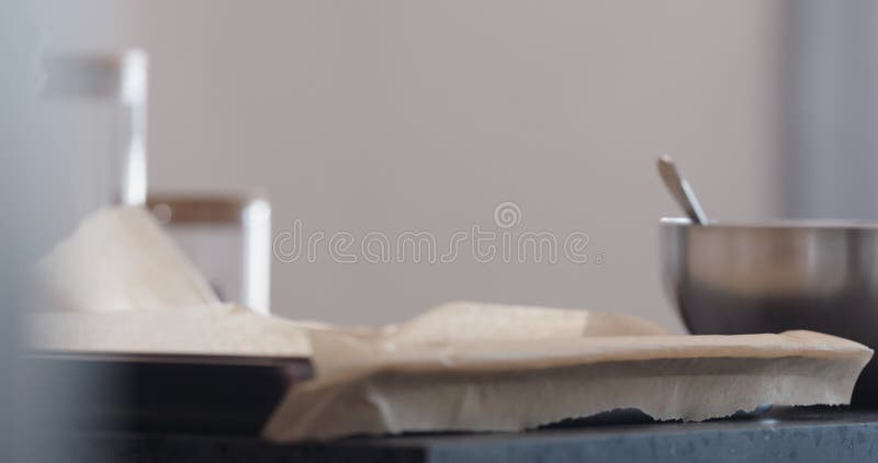 Baking Paper into Tray for Baking Granola Stock Image - Image of rustic ...