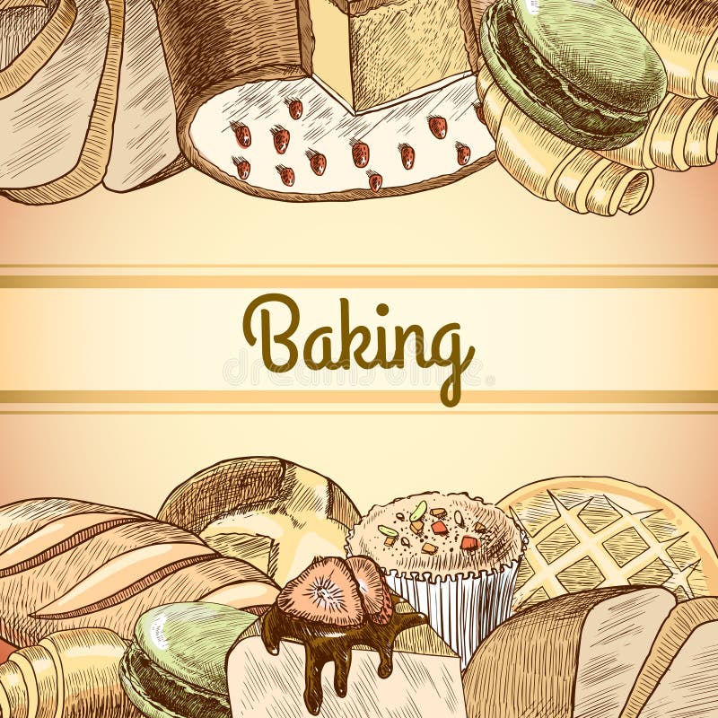 Baking pastry poster stock vector. Illustration of album - 40174802