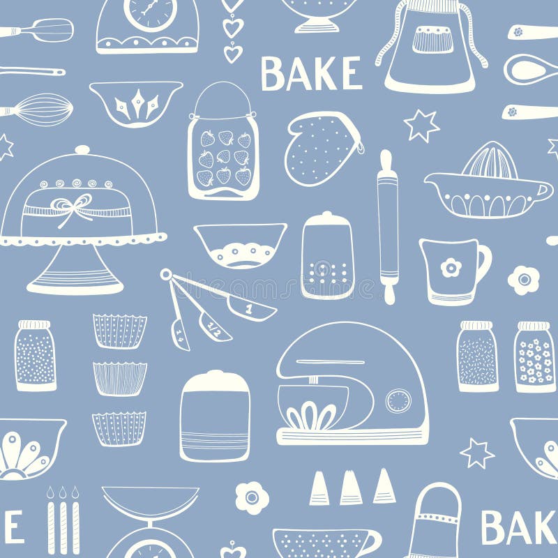 Baking Pattern Design. Vector Seamless Repeat of Home Cake Cooking ...