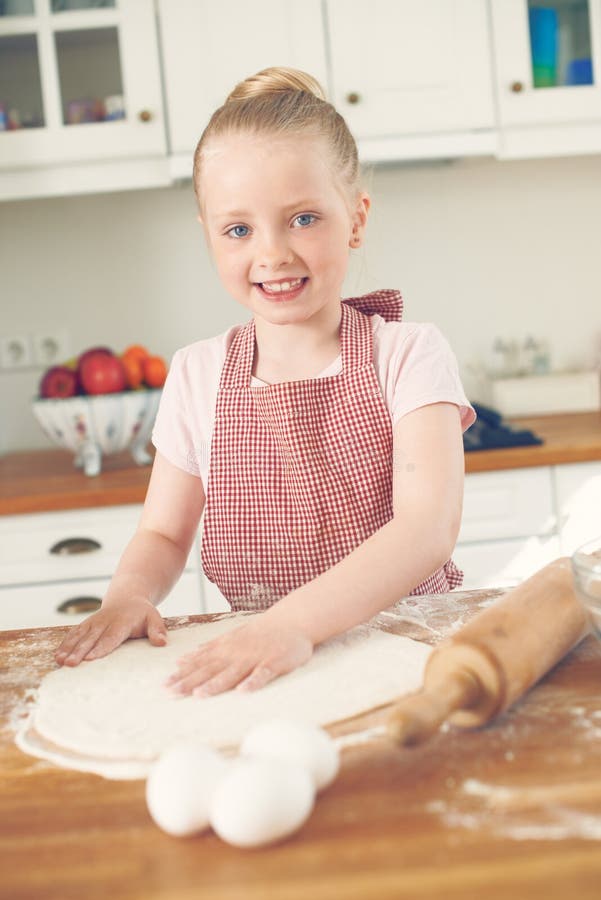 Baking, Portrait and Child in Kitchen with Dough for Learning To Make ...