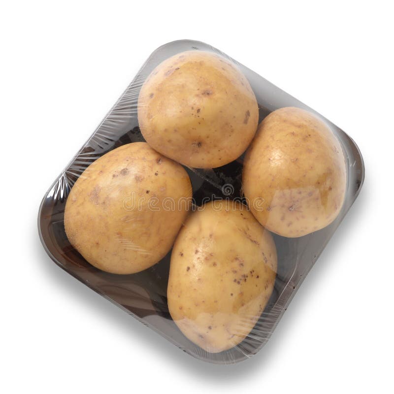 Baking Potatoes Shrink Wrapped in Plastic Packaging Stock Photo - Image ...