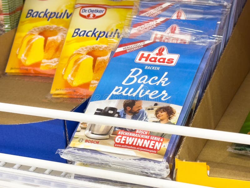 Baking Powder Packages on Grocery Shelf Display Editorial Image - Image ...