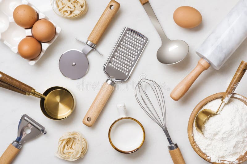 Baking Preparation Concept with Variety Utensils and Ingredients Top ...