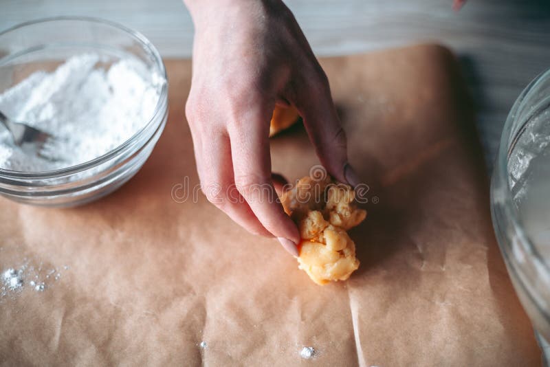 The Baking Process of Baking Pies and Cookies in the Kitchen Stock ...
