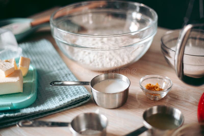 The Baking Process of Baking Pies and Cookies in the Kitchen Stock ...